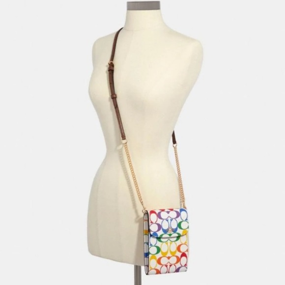 Coach | Bags | Euc Coach Pride Rainbow Signature Phone Crossbody ...